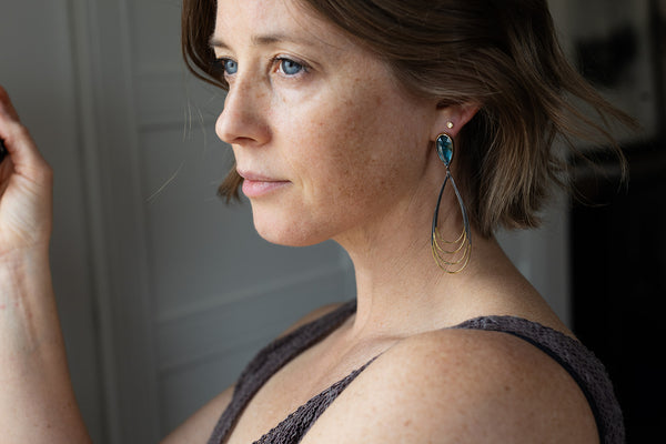 Teardrop Ripple Rim Earrings - AUSTIN TITUS STUDIO