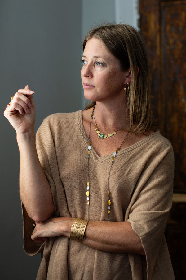 Square Pivot with Stone Necklace - AUSTIN TITUS STUDIO