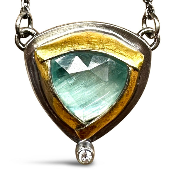 Petite Tri Fold Necklace with Diamond - AUSTIN TITUS STUDIO